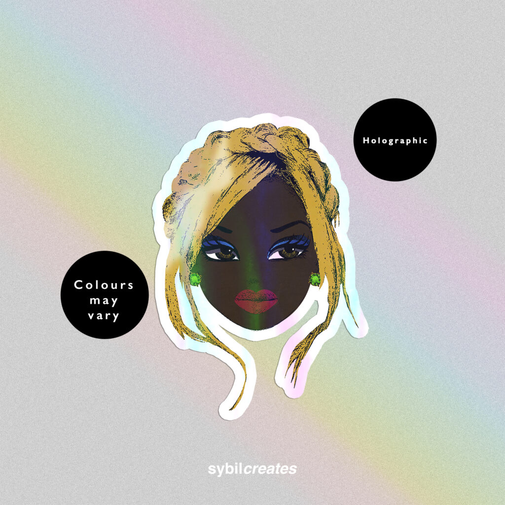 Sybil Pop Art Dolls Holographic Vinyl Sticker | SHOP SybilCreates