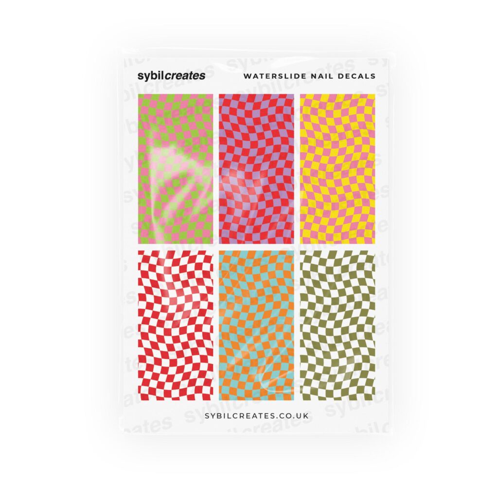 Trippy Checkerboard Three Waterslide Nail Decals – Opaque White A6 ...