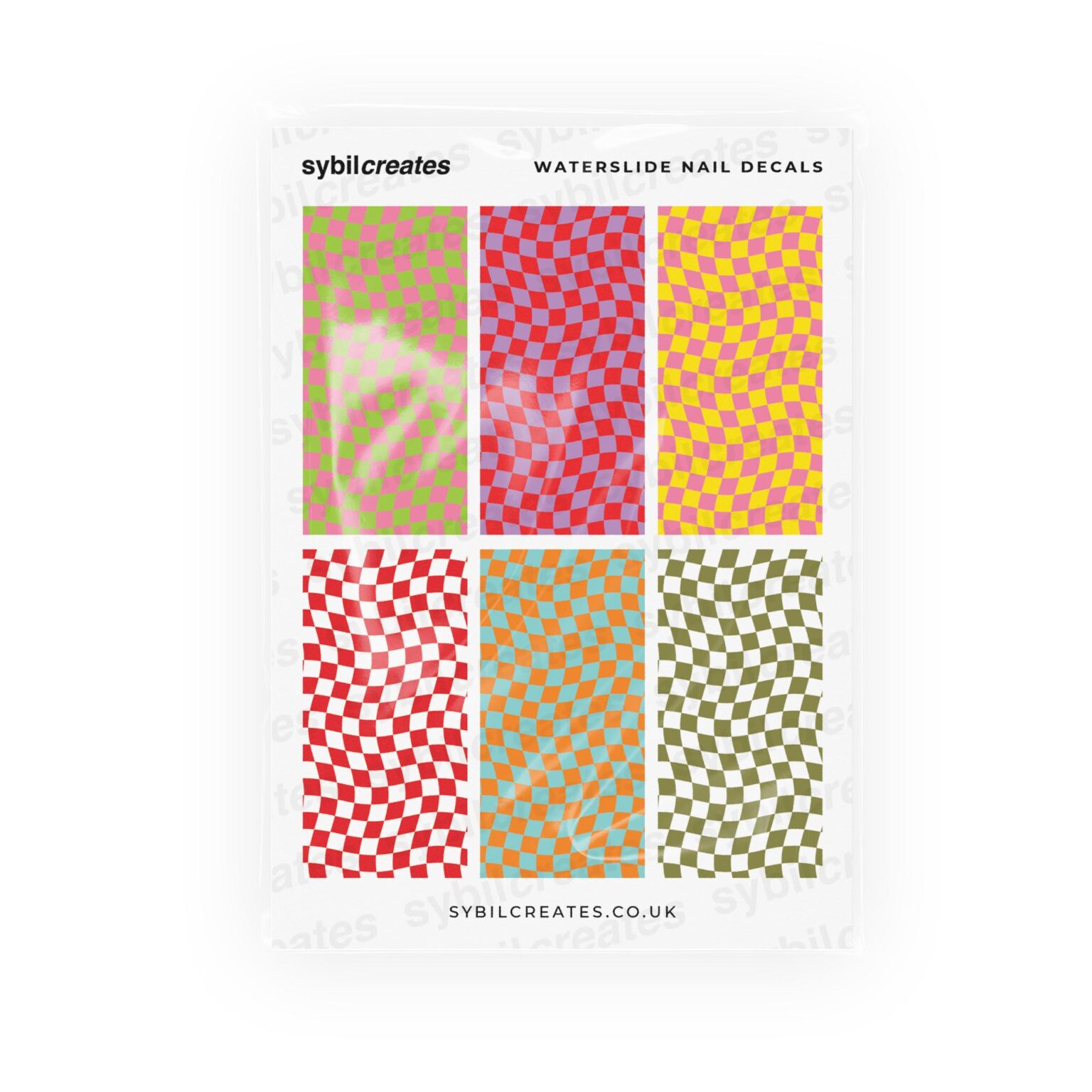 Trippy Checkerboard Three Waterslide Nail Decals – Opaque White A6 ...