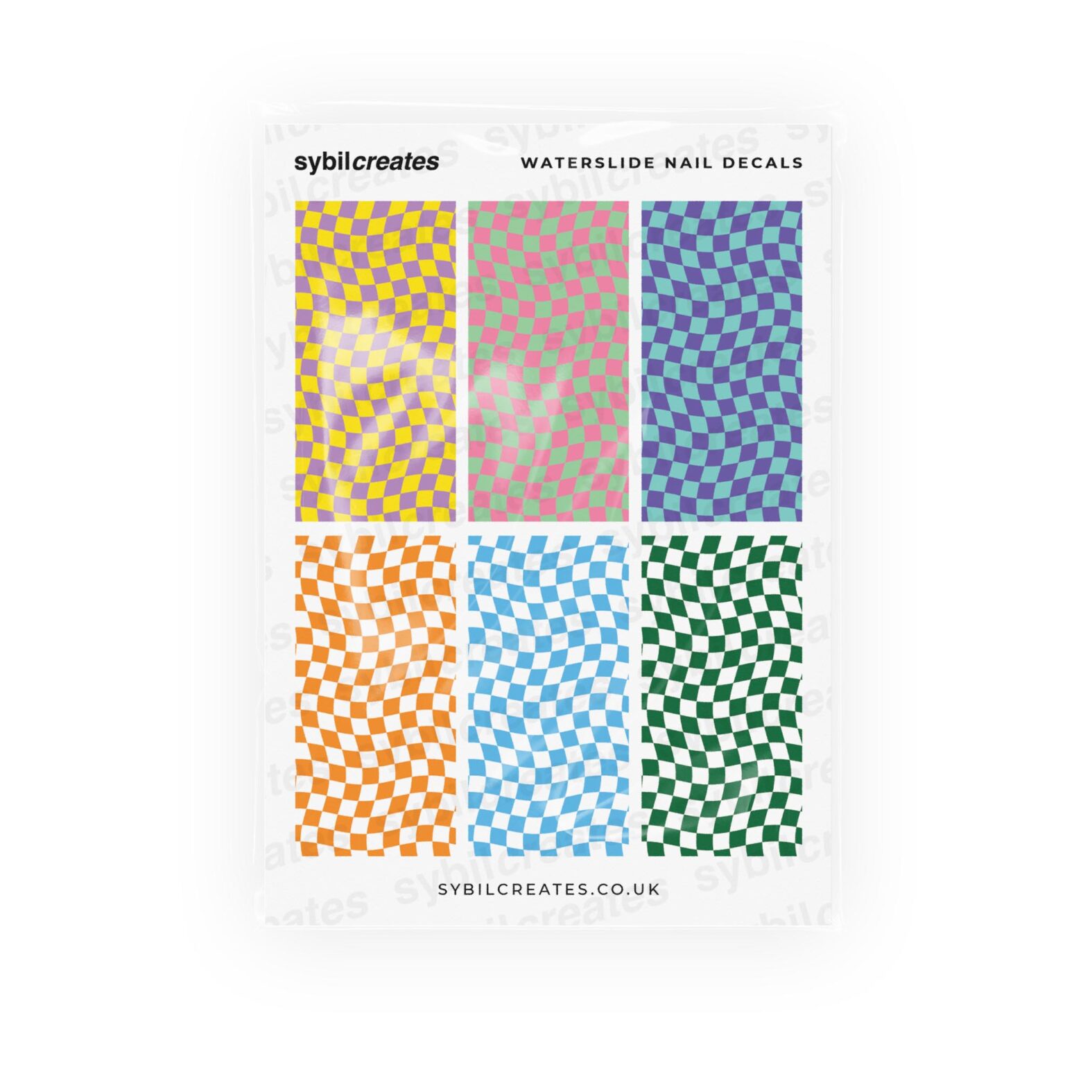 Trippy Checkerboard Two Waterslide Nail Decals – Opaque White A6 Sheet ...