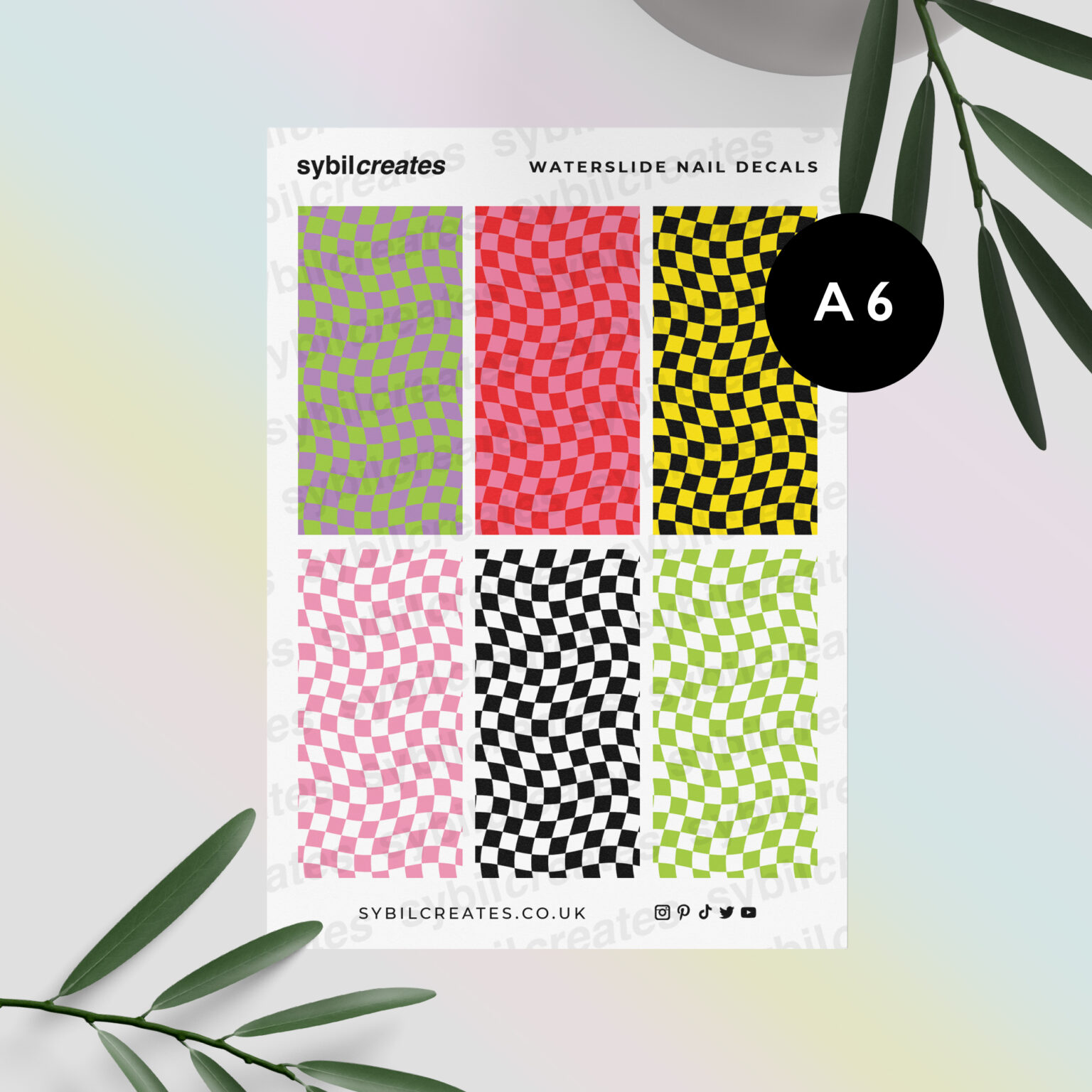Trippy Checkerboard One Waterslide Nail Decals – Opaque White A6 Sheet ...