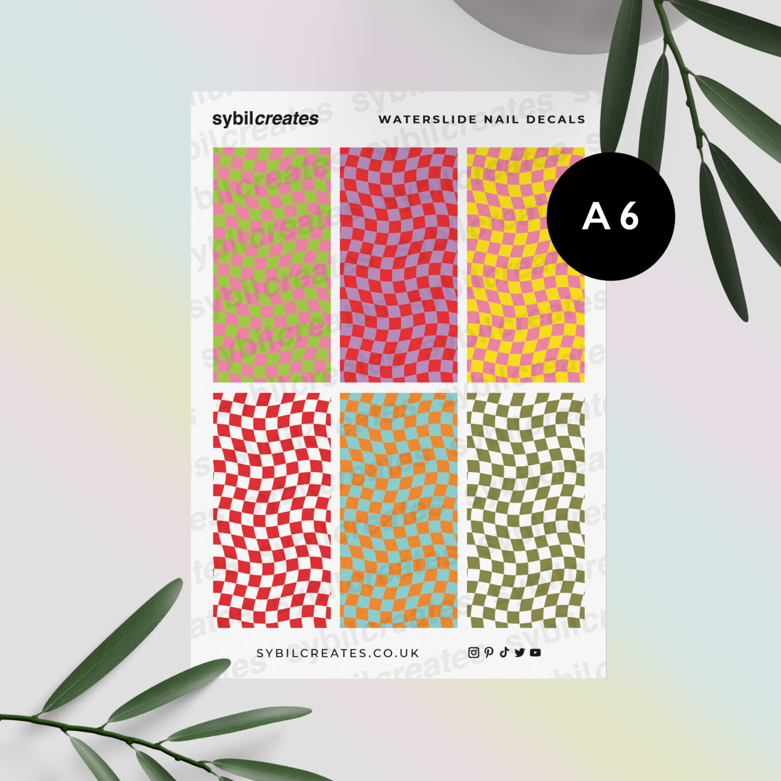 Trippy Checkerboard Three Waterslide Nail Decals – Opaque White A6 ...
