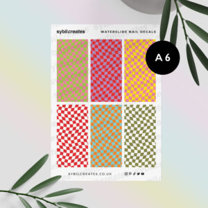 Trippy Checkerboard Three Waterslide Nail Decals – Opaque White A6 ...