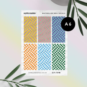 Trippy Checkerboard Two Waterslide Nail Decals – Opaque White A6 Sheet ...