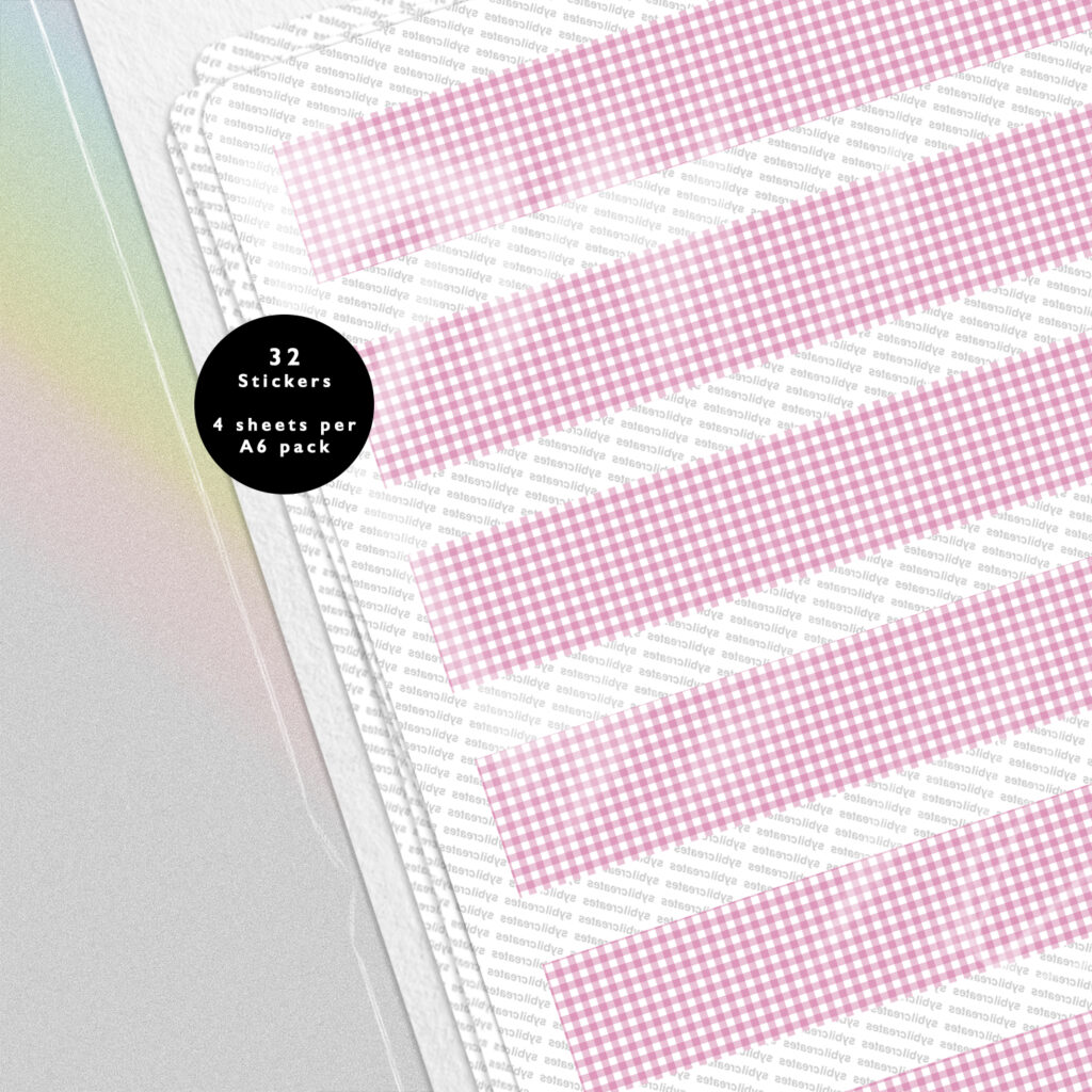 Pink Gingham Washi Tape Stickers – 32 Stickers – 4 Sticker Sheets ...