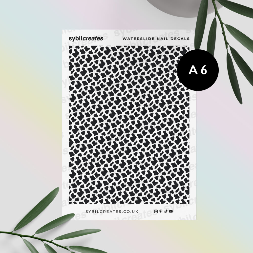 Black and White Cow Print Waterslide Nail Decals – Opaque White A6 ...